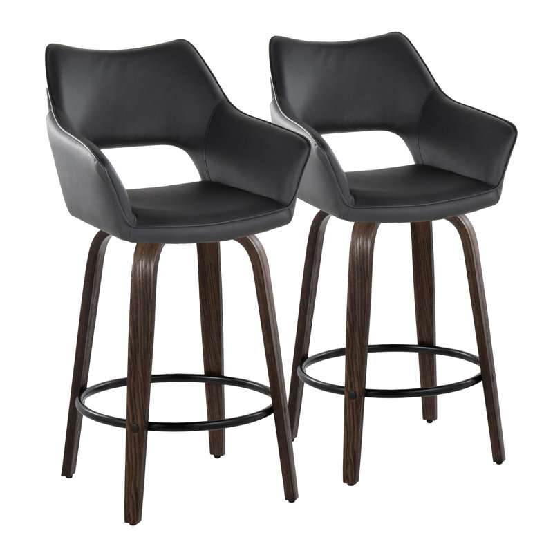 LumiSource Sarah Fixed-Height Faux Leather Bar & Counter Stool with ...
