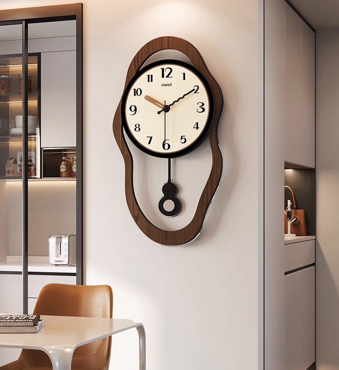 Orren Ellis Brown Beige Acrylic Free Form Wall Clocks | Wayfair