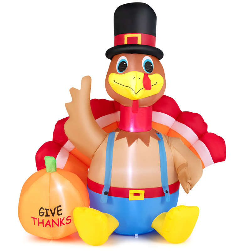 The Holiday Aisle® Turkey with Pumpkin Fall Harvest Inflatable ...