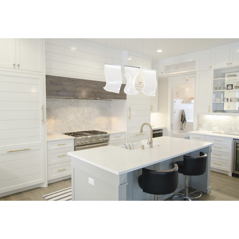 Orren Ellis 3-Light Chrome LED Kitchen Island Lighting With Clear ...