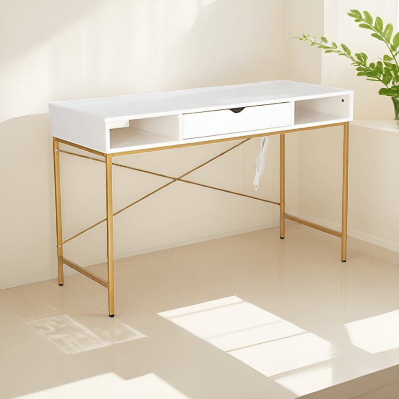 17 Stories Desk with Built-in Outlets - Modern Office Desk with USB ...