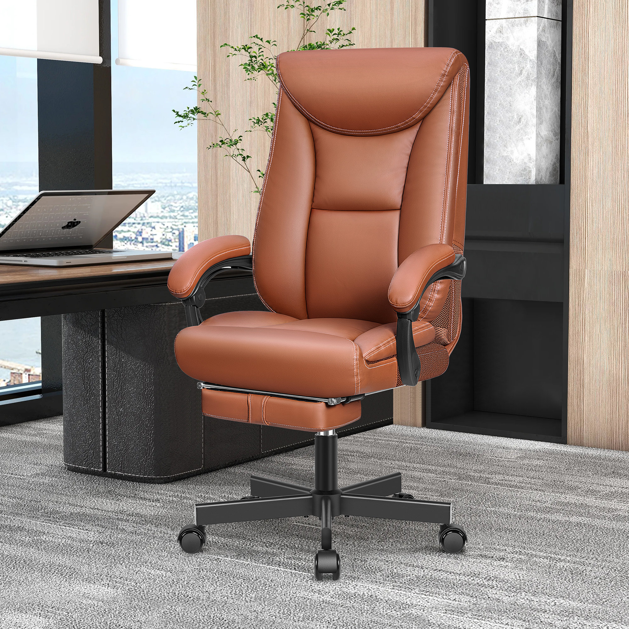 Latitude Run® Edinson PU Leather Executive Chair with Adjustable ...