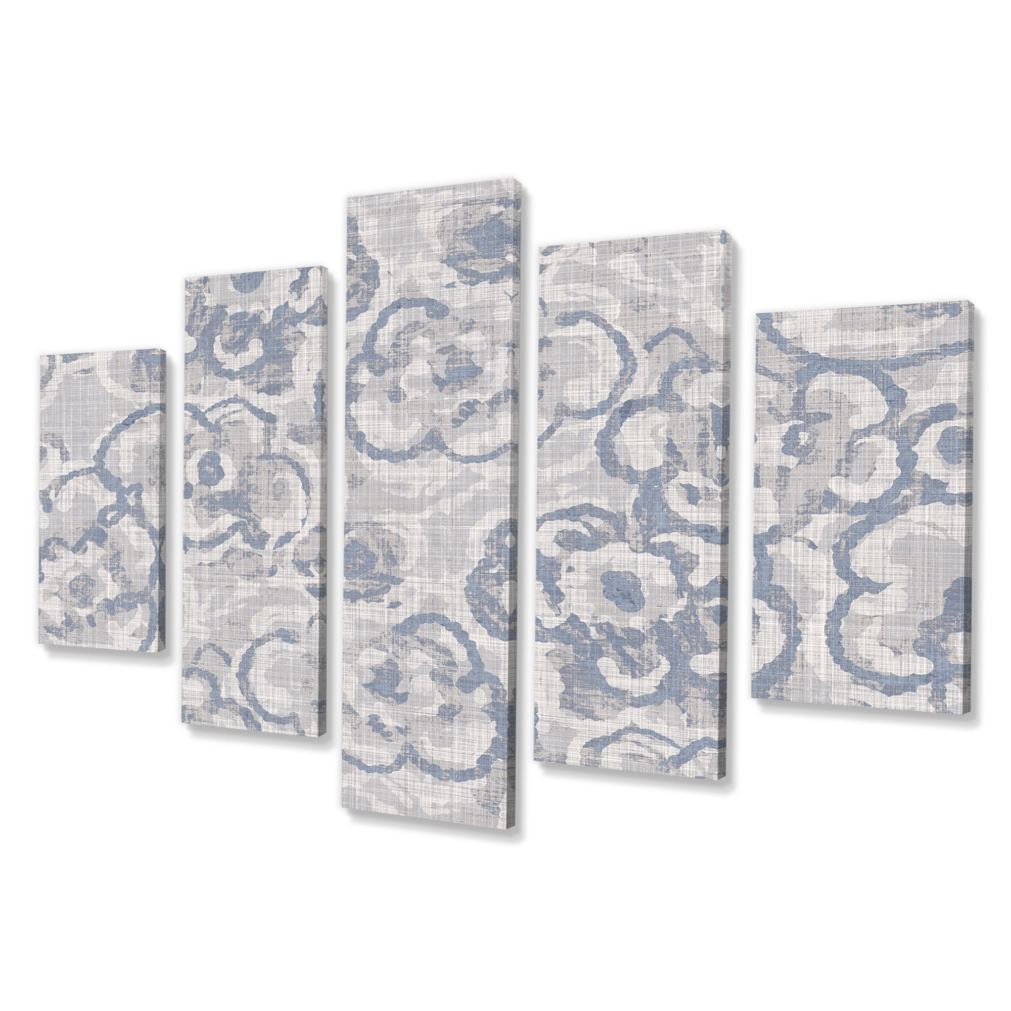 Design Art Vintage Blue Farmhouse Flower X - Patterned Canvas Wall Art ...