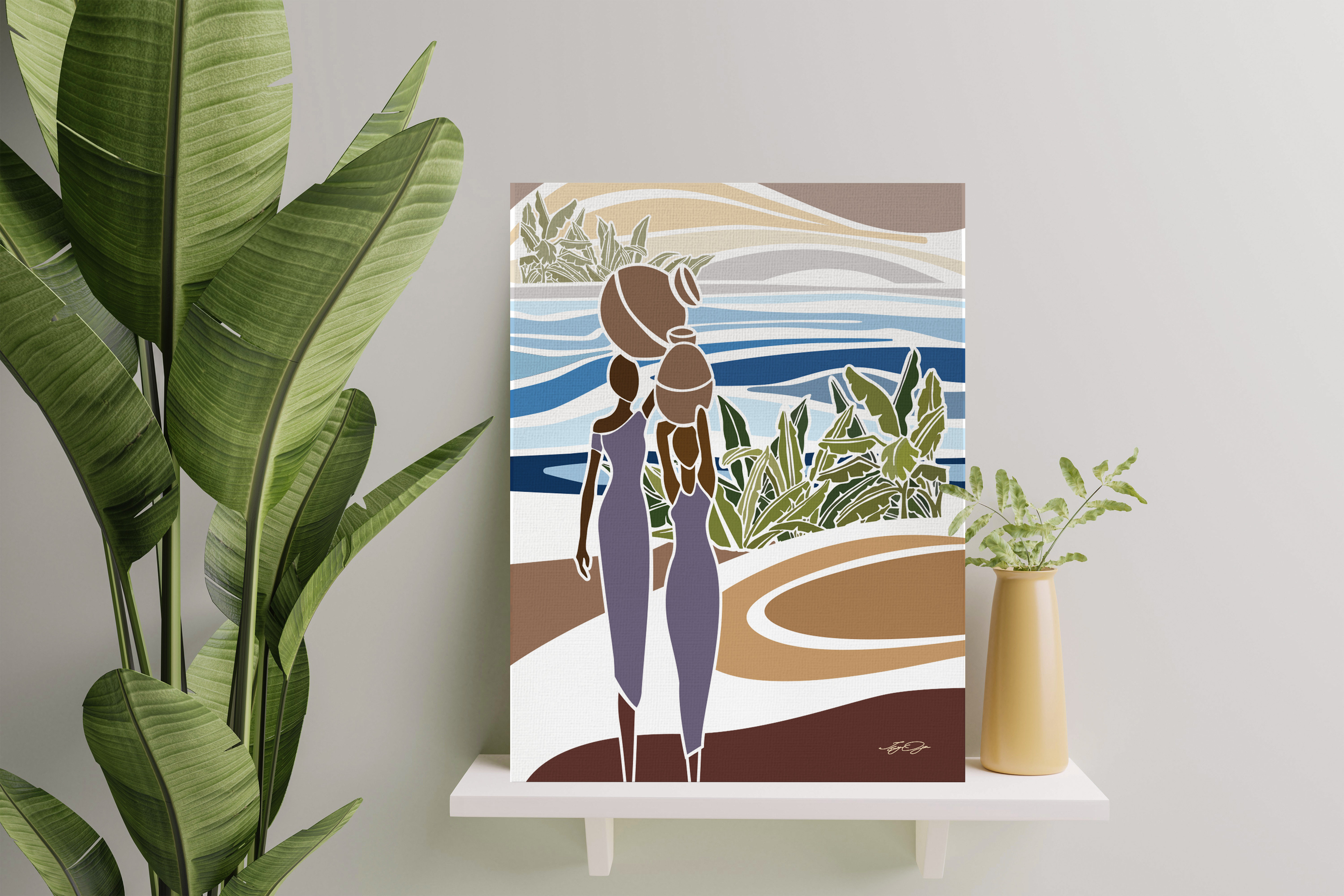 ULLI HOME Women with Pots African by Ify Ojo - Wrapped Canvas Graphic ...