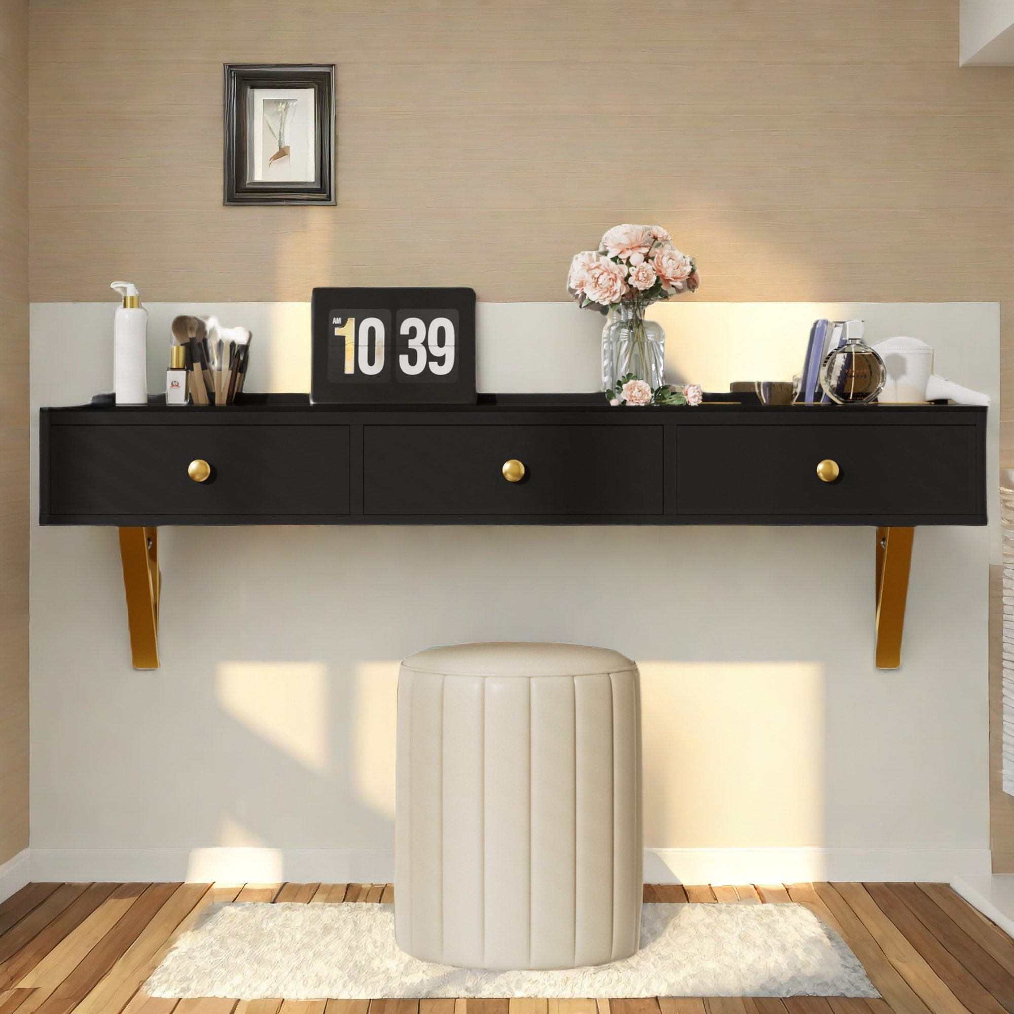 Latitude Run® Winnemucca Floating Wall-mounted Vanity Table with Three ...