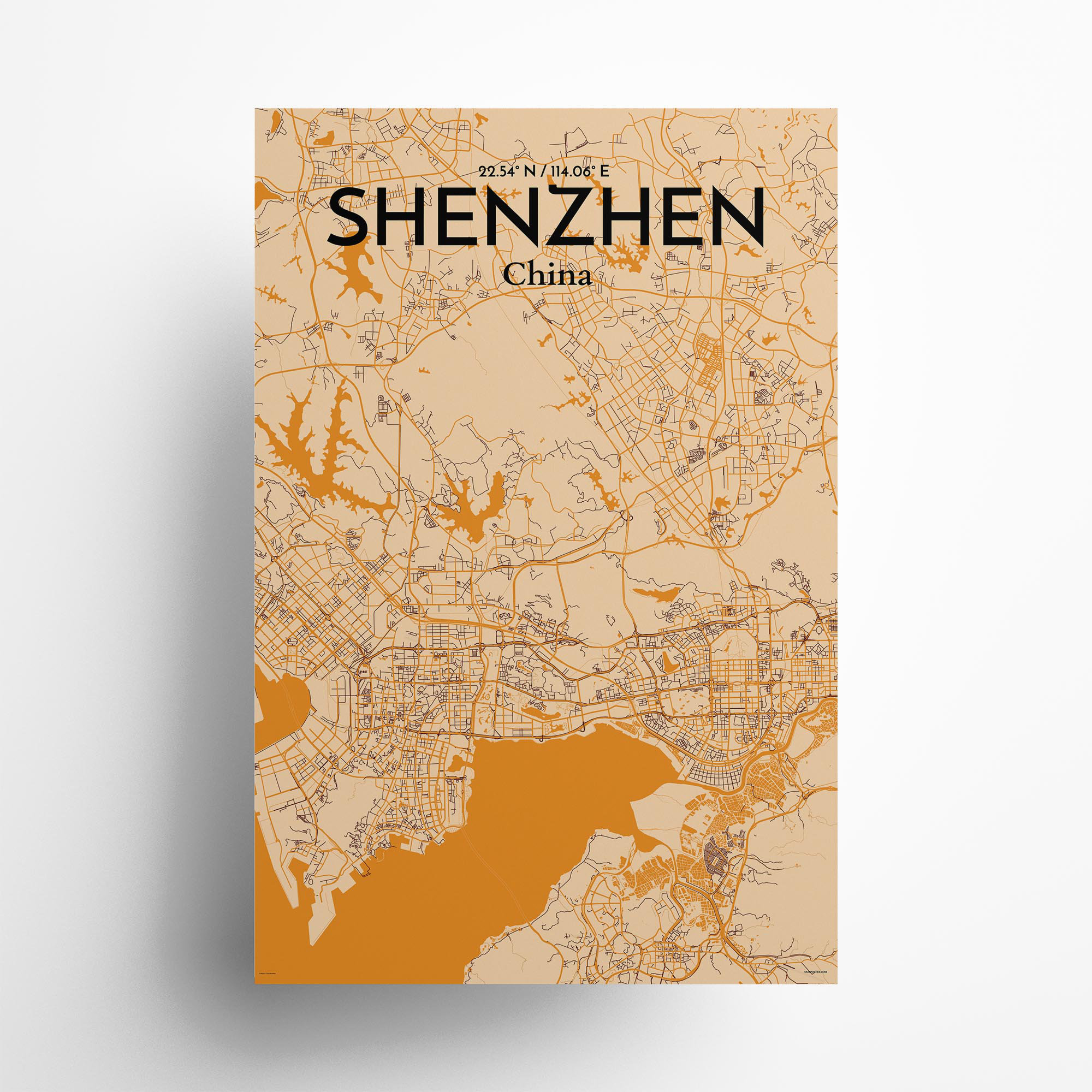17 Stories Shenzhen City Map Graphic Art In Vintage - Wayfair Canada