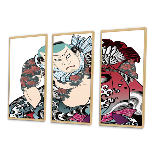 Bungalow Rose " Japanese Tattoo Man " 3 - Pieces Painting Print on ...