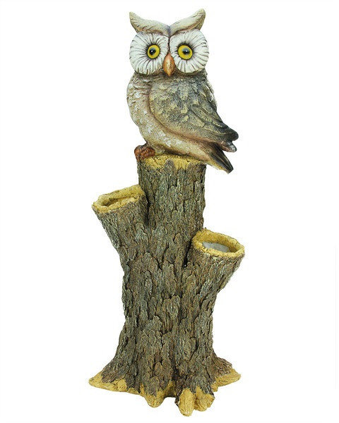 Northlight 27" Weathered Brown Owl on Tree Trunk Outdoor Patio Garden ...