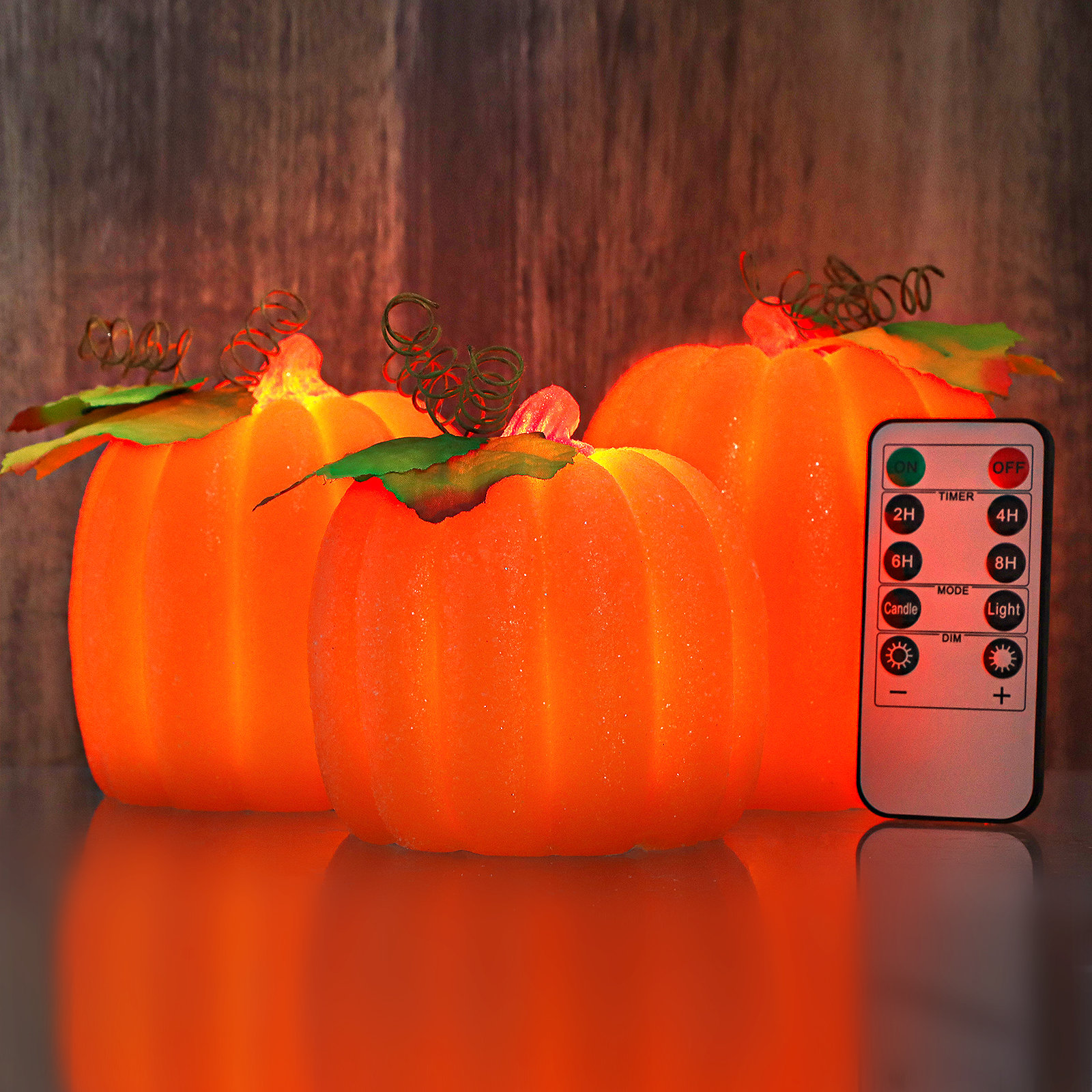 The Holiday Aisle® Thanksgiving Pumpkin Flameless Candles, Set Of 3 ...