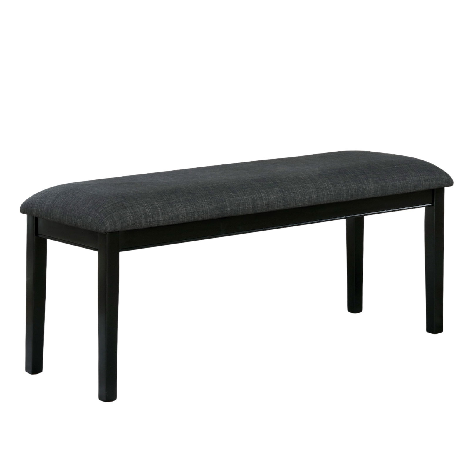 Latitude Run® Fabric Seat Bench with Wooden Sleek Block Legs, Black and ...