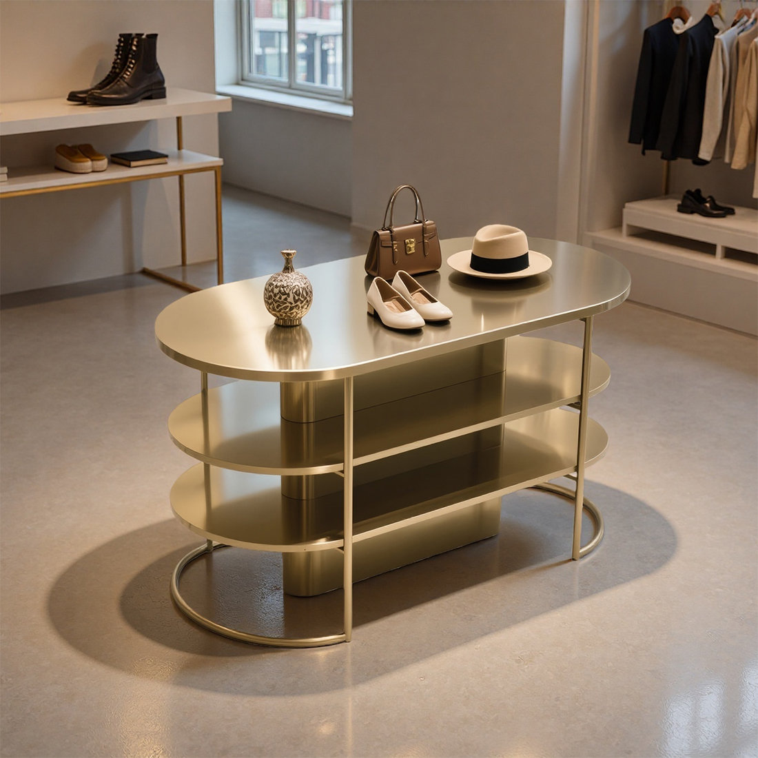 Orren Ellis Luxury Oval Stainless Steel Display Table - Wayfair Canada