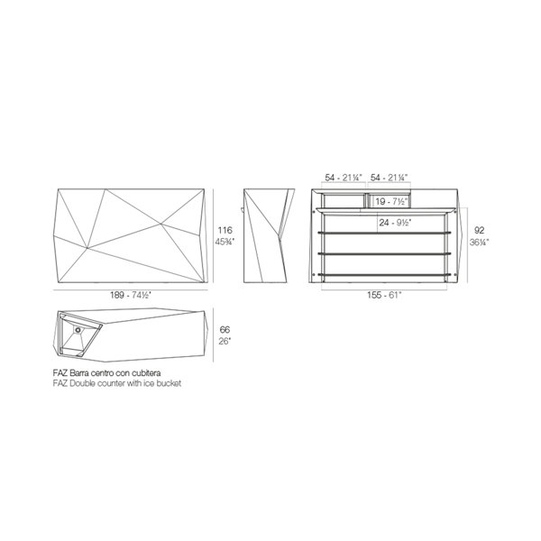 Vondom Faz Double Bar with Ice Bucket - RGBW LED - Battery Powered ...