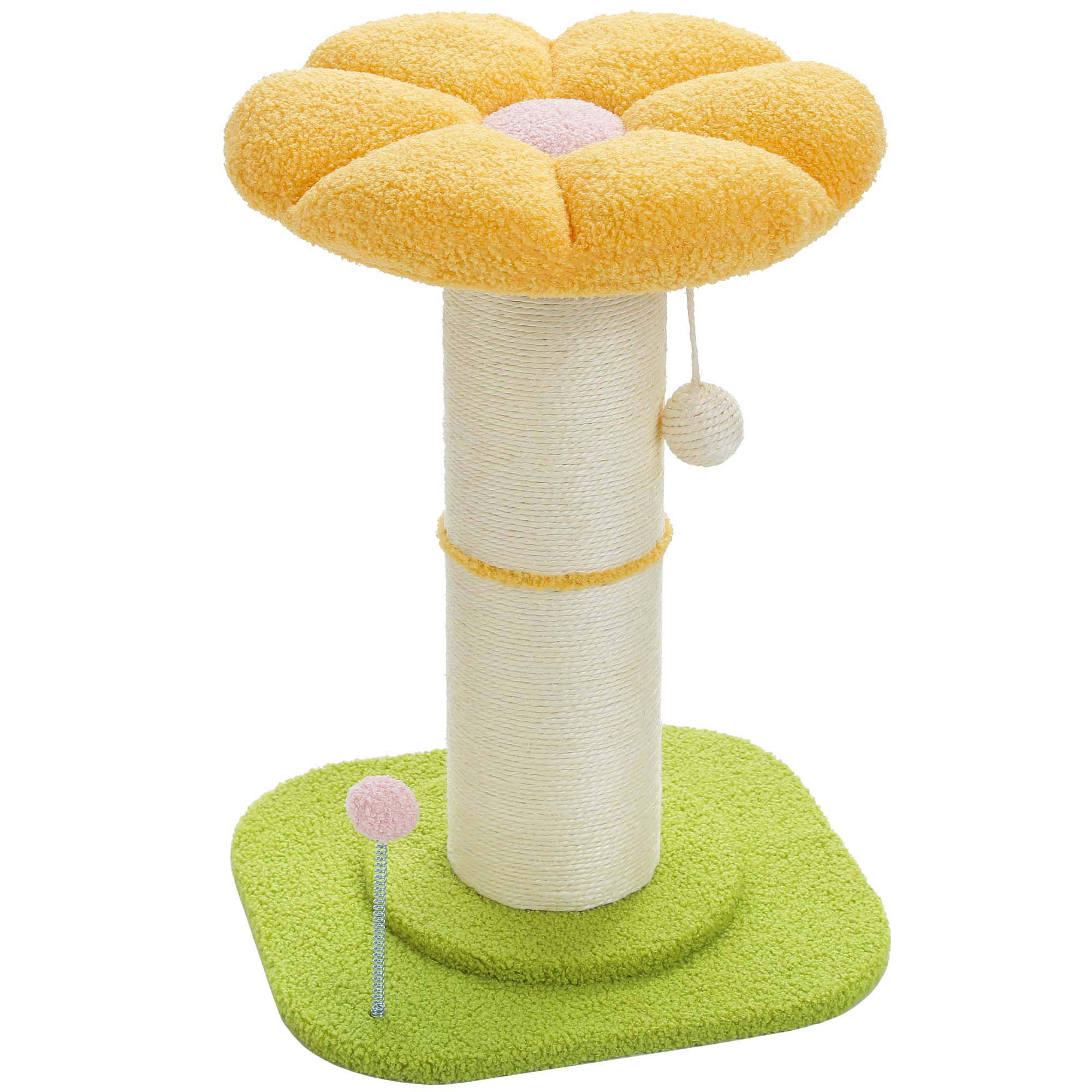 Ebern Designs Small Flower Cat Scratching Post, Cat Tree With Super ...