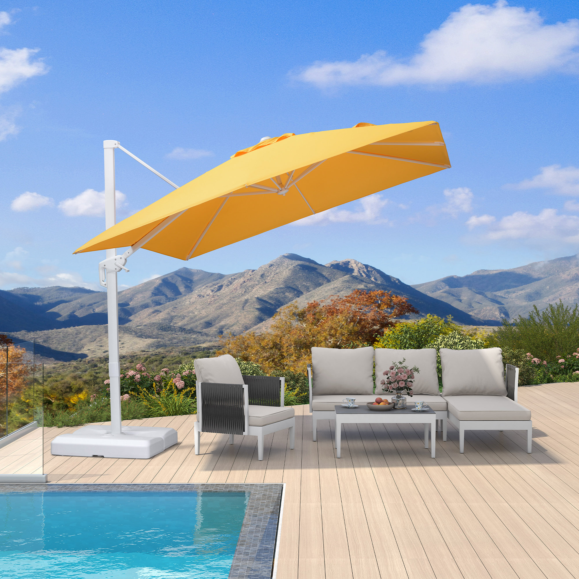 Purple Leaf Parasol en porte-à-faux décalé carré mauve 108 po PURPLE ...