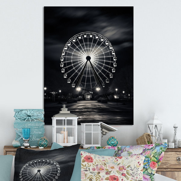 Latitude Run® Black Ferris Wheel Midnight Carousel I - Cityscapes Metal ...