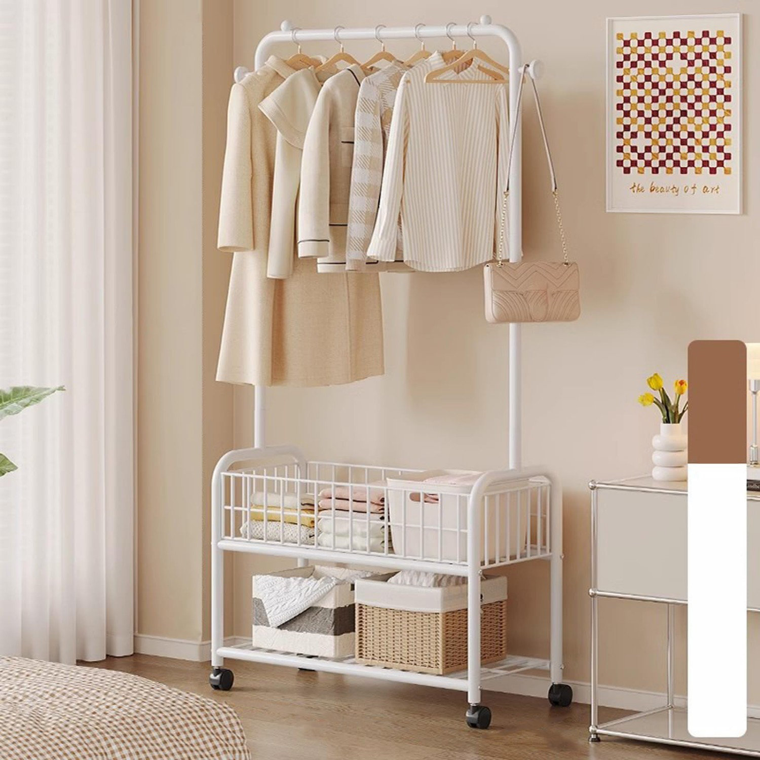 Rebrilliant Small Clothes Rack With Shelves, Clothing Rack With Wheels ...