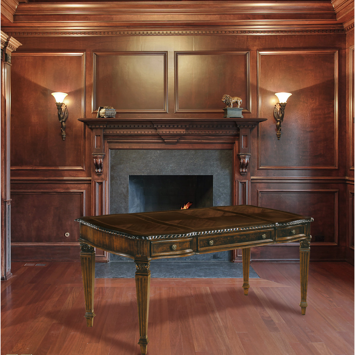Hekman Amario 62" Wide Computer Desk, Old World Walnut Burl Finish ...