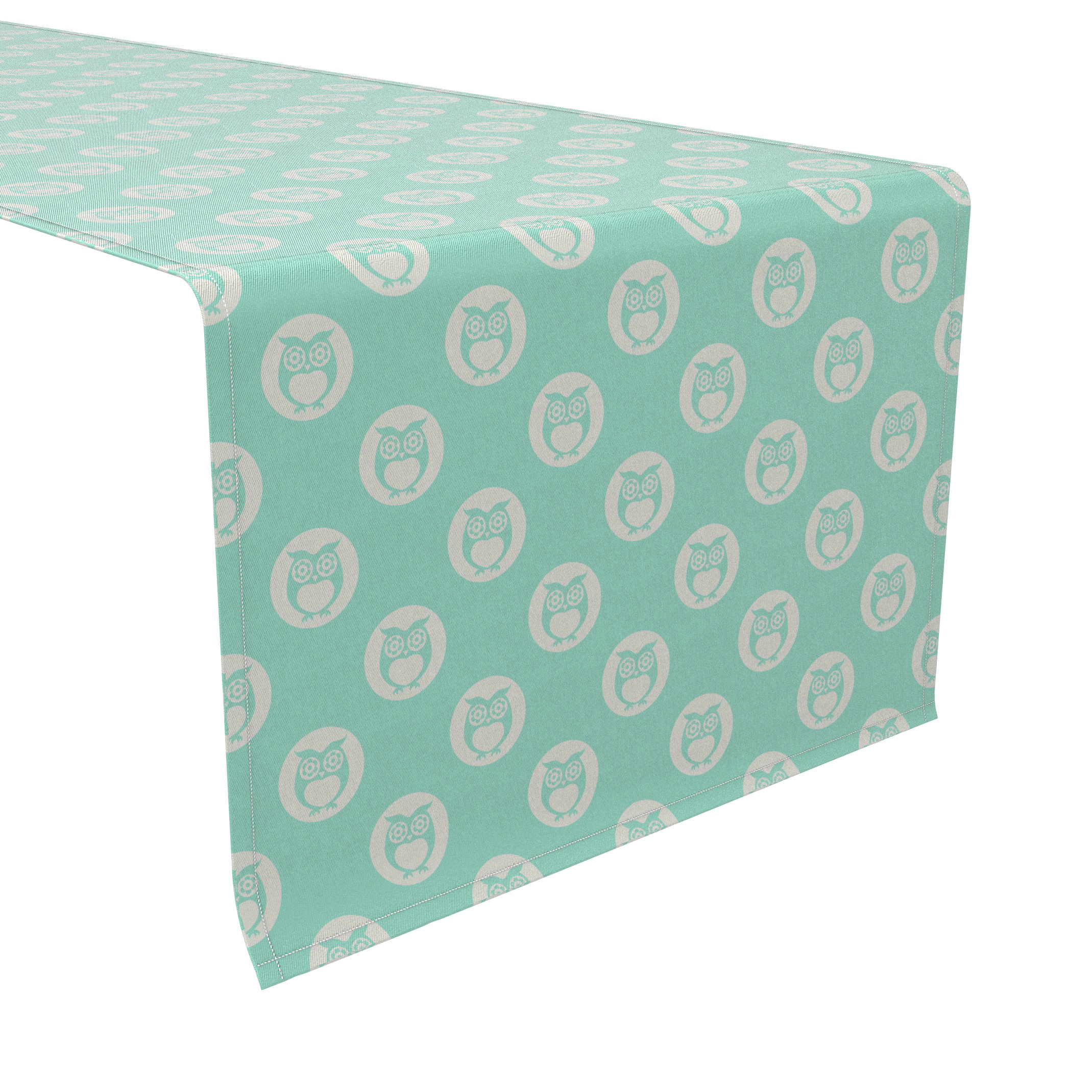 East Urban Home Table Runner, 100% Cotton, 16X90", Polka Dot Owls | Wayfair