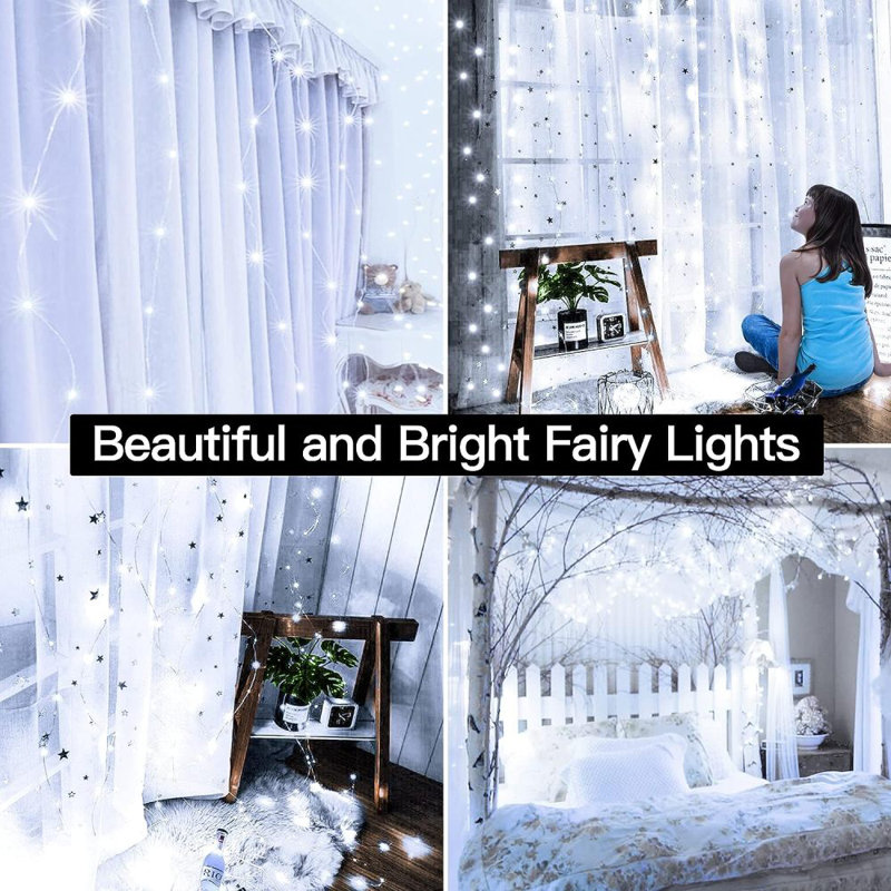 Arlmont & Co. Nodal Indoor 1 - Bulb 118'' LED Curtain String Light ...