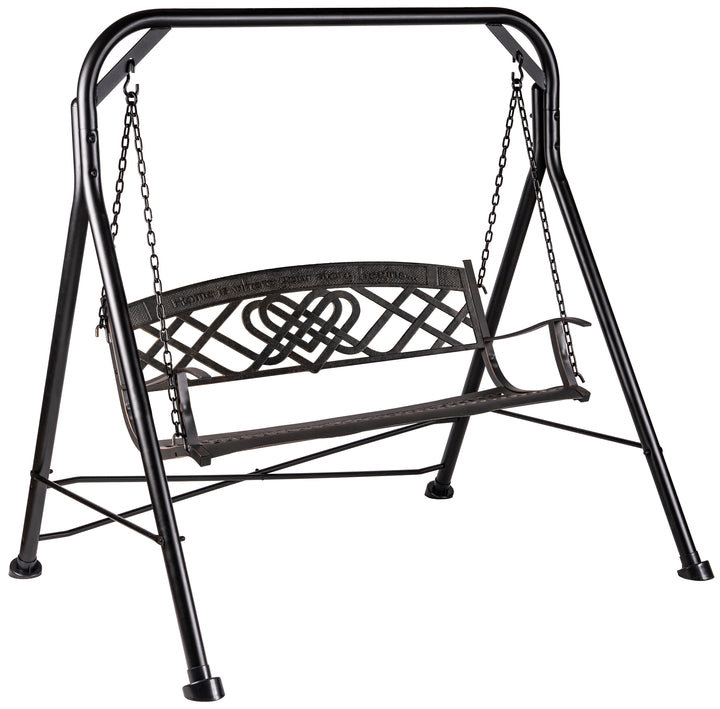 Red Barrel Studio® Yoneo Celtic Metal Porch Swing with Stand | Wayfair