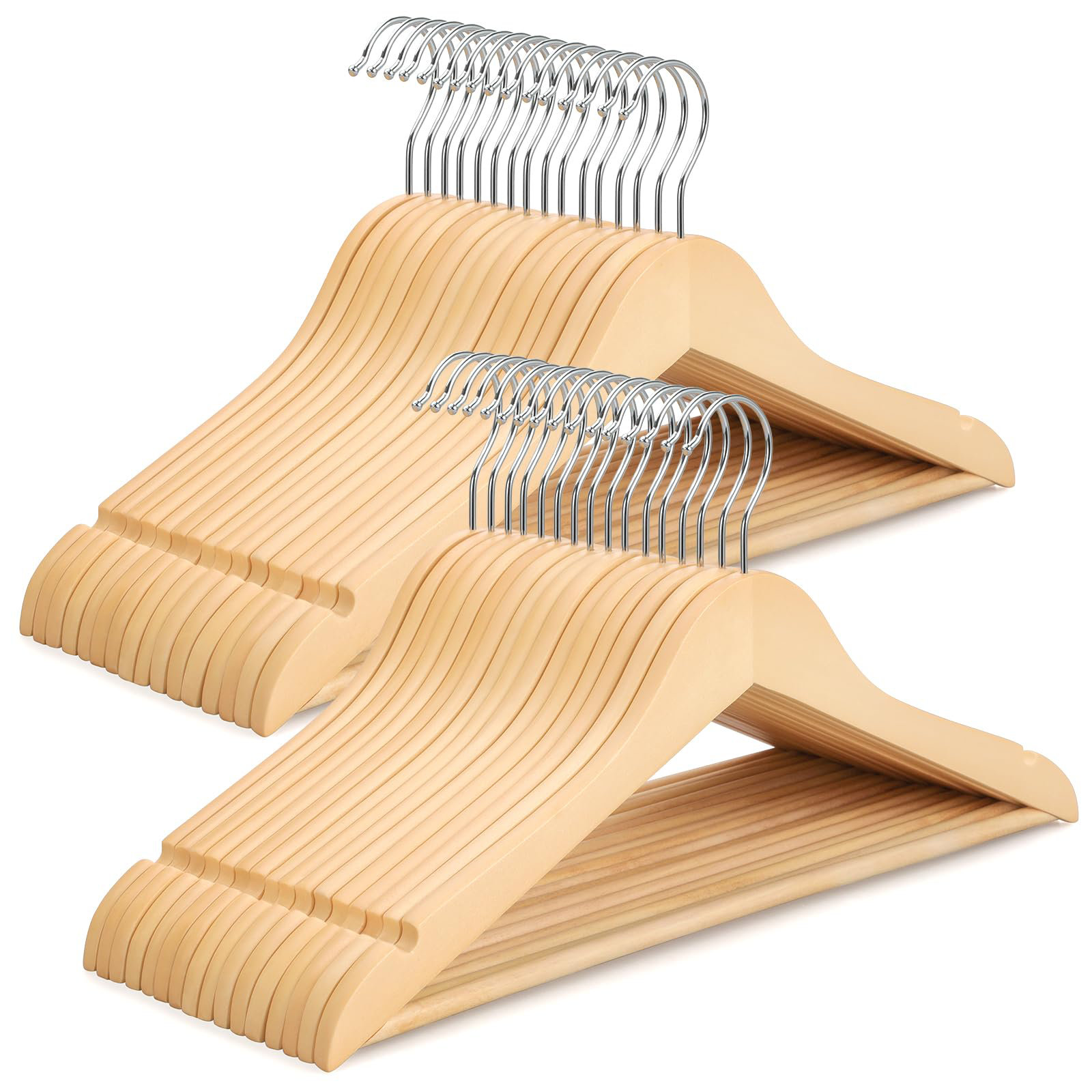 Latitude Run® Wooden Hangers, 360° Swivel Hook, Non-Slip Shoulder ...