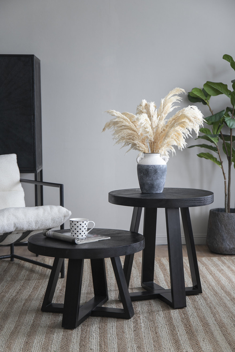 Gracie Oaks Ben 24" Round Coffee Table with Cross-Legged Frame ...