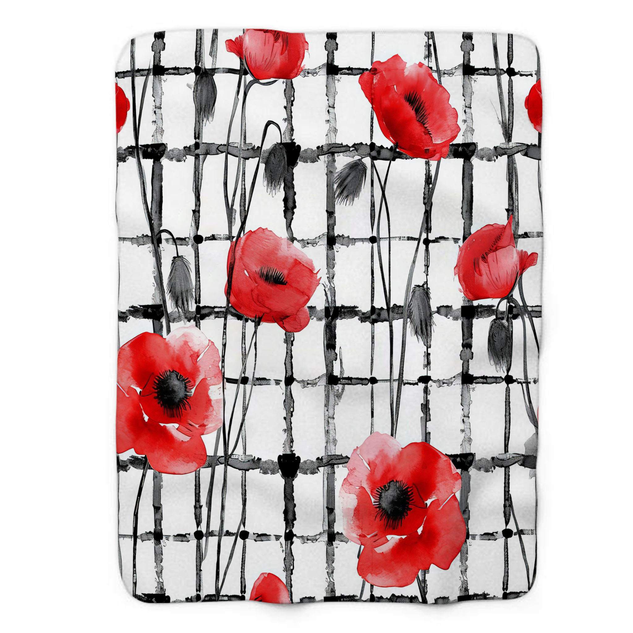 MentionedYou Watercolor Poppy Parade - 1 Piece Premium Sherpa B Throw ...