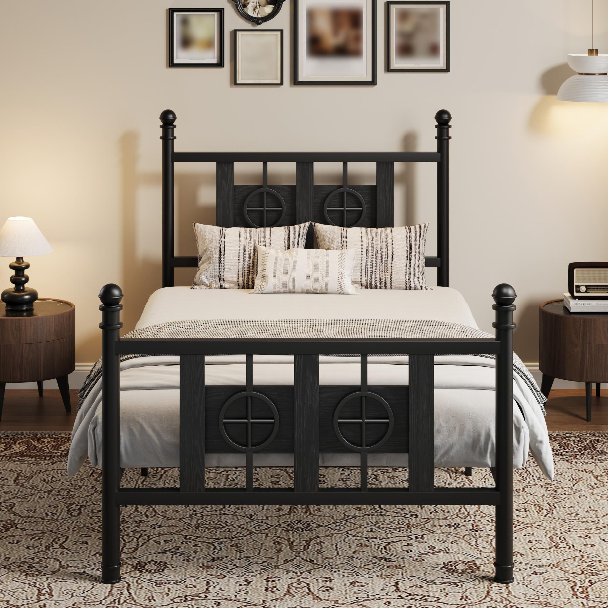 Latitude Run® Classic Queen Size Metal Bed Frame – Vintage Headboard ...