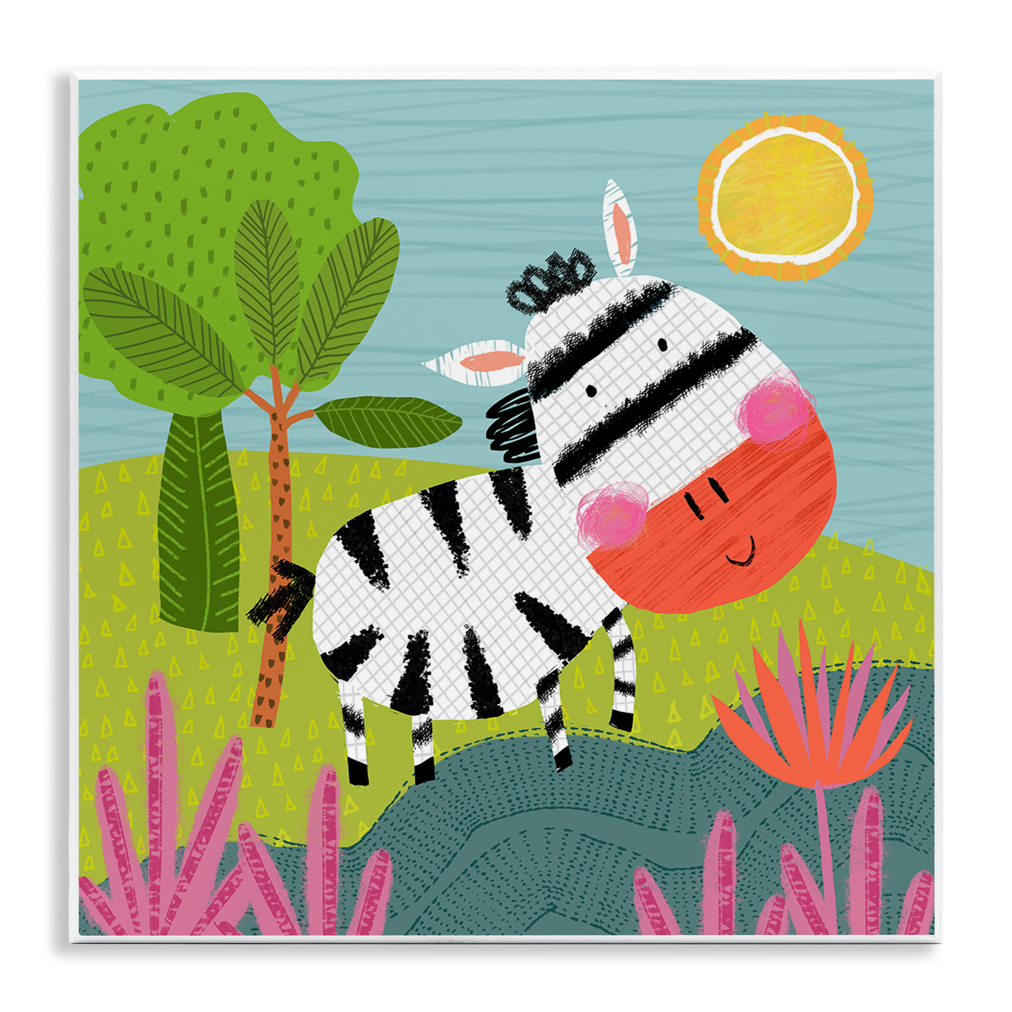 Dakota Fields Whimsical Zebra in Nature Wall Plaque Art by Tina Finn ...