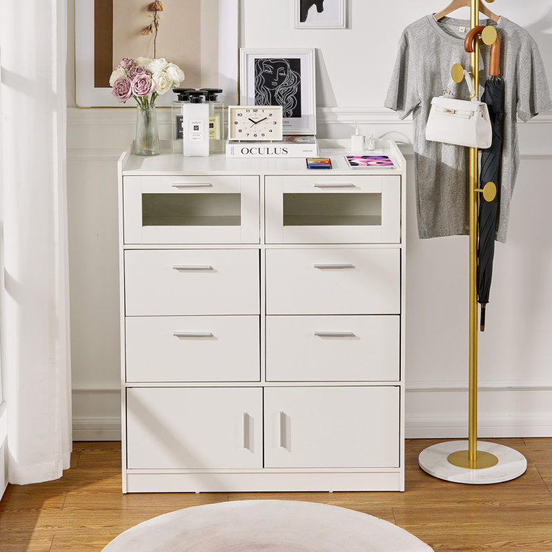 Ebern Designs Storage Accent Cabinet With LED Lights Chest | Wayfair