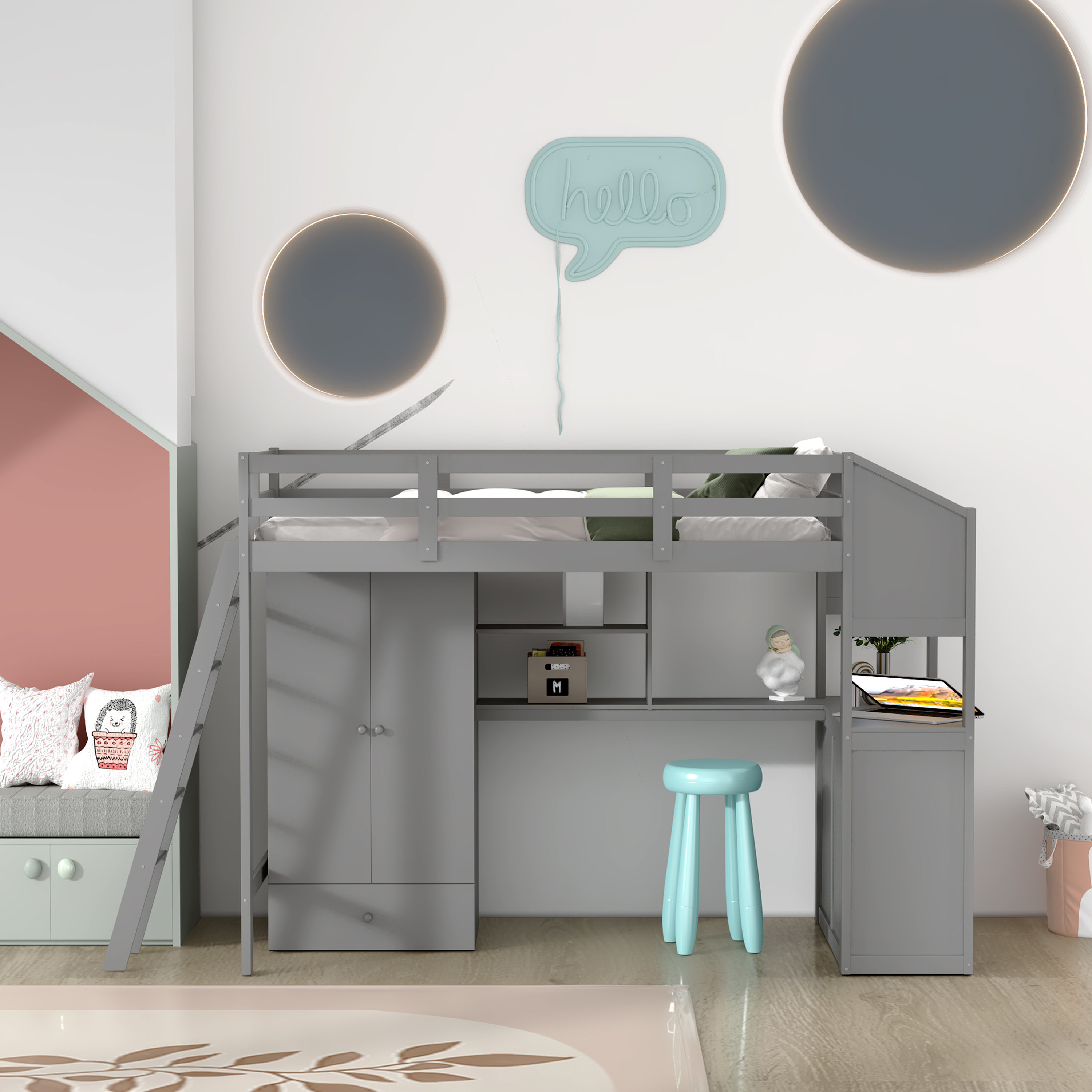 Harriet Bee Greenslade Twin Loft Bed with Built-in-Desk by Harriet Bee ...