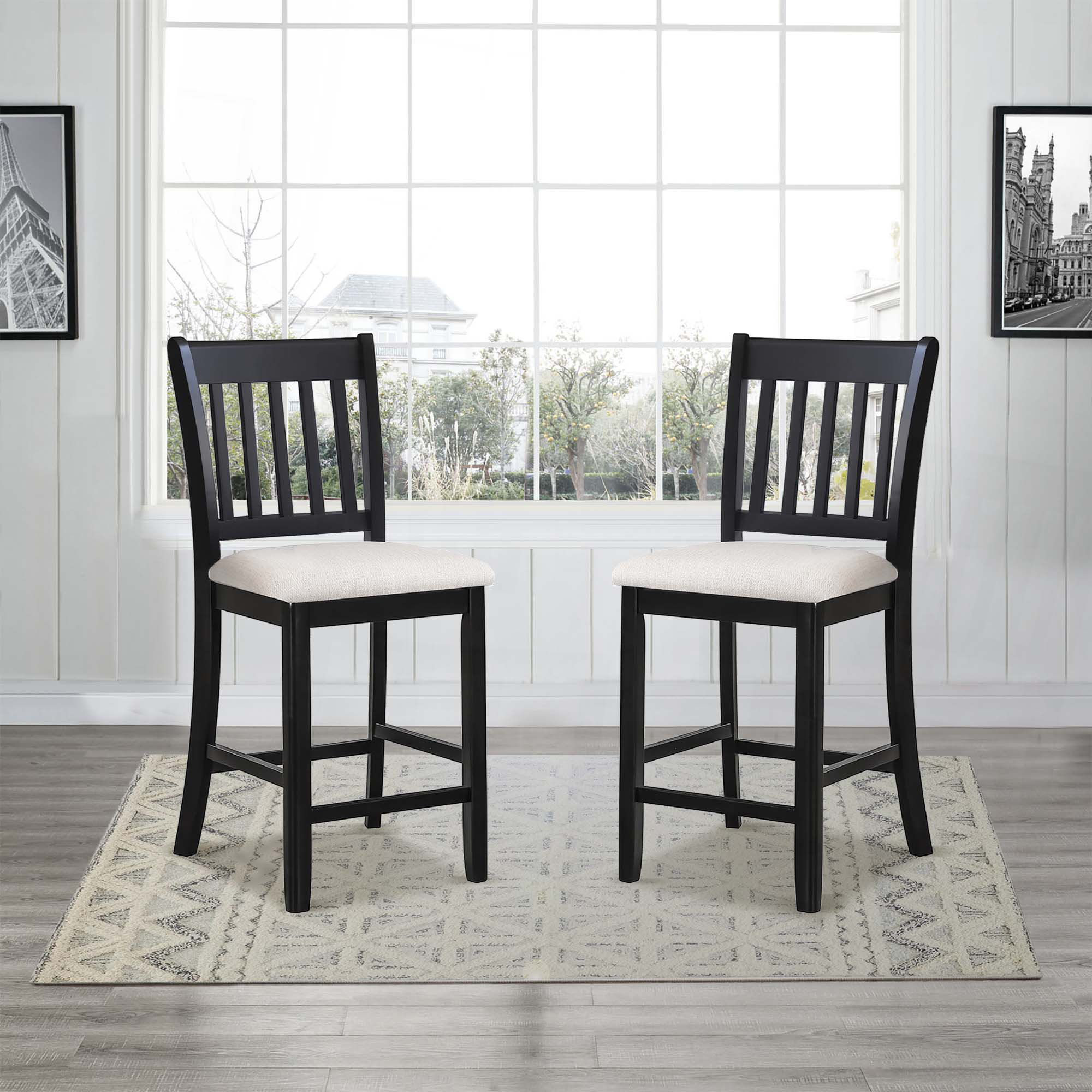 Latitude Run® Casual Seating,Set of 2 Rubberwood Transitional Slatted ...