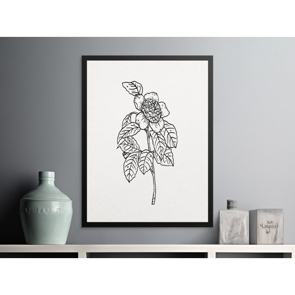 Lark Manor Delicate Flower Line Art Drawing For Wall Decor Framed ...