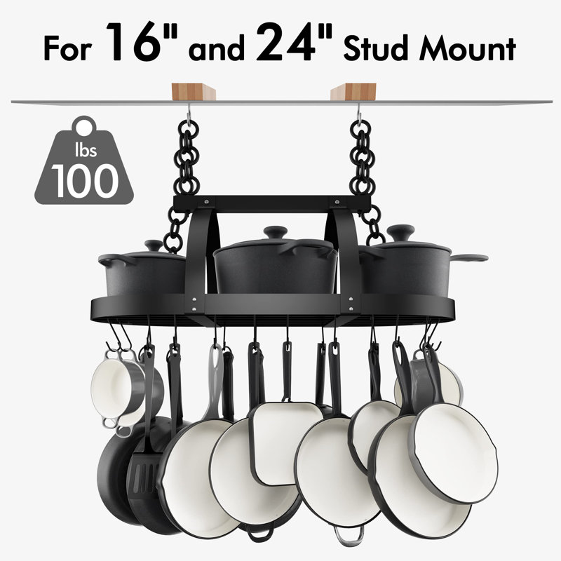 Prep & Savour Ceiling Pot Rack Hanging Pot Rack For Kitchen Oval Pot ...
