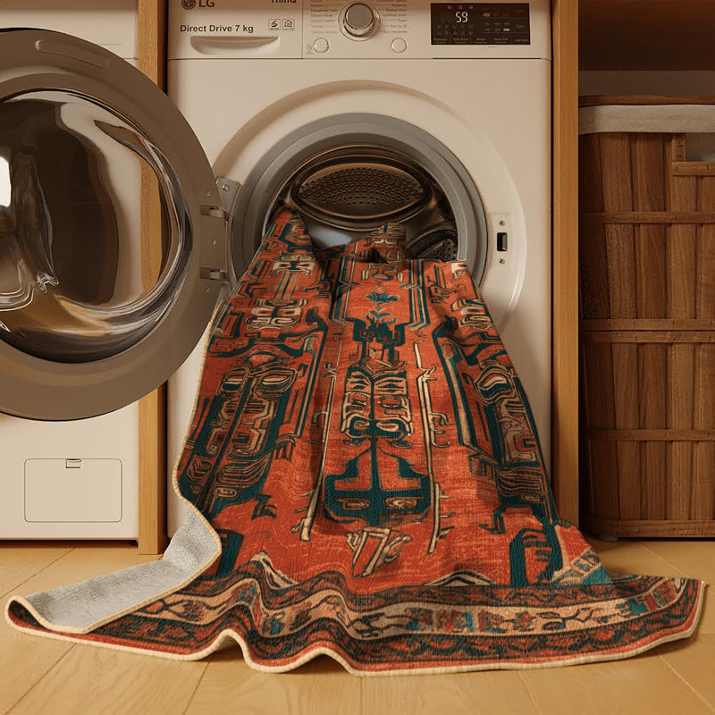 Red Barrel Studio® Machine Washable Art Deco Brown Area Rug | Wayfair