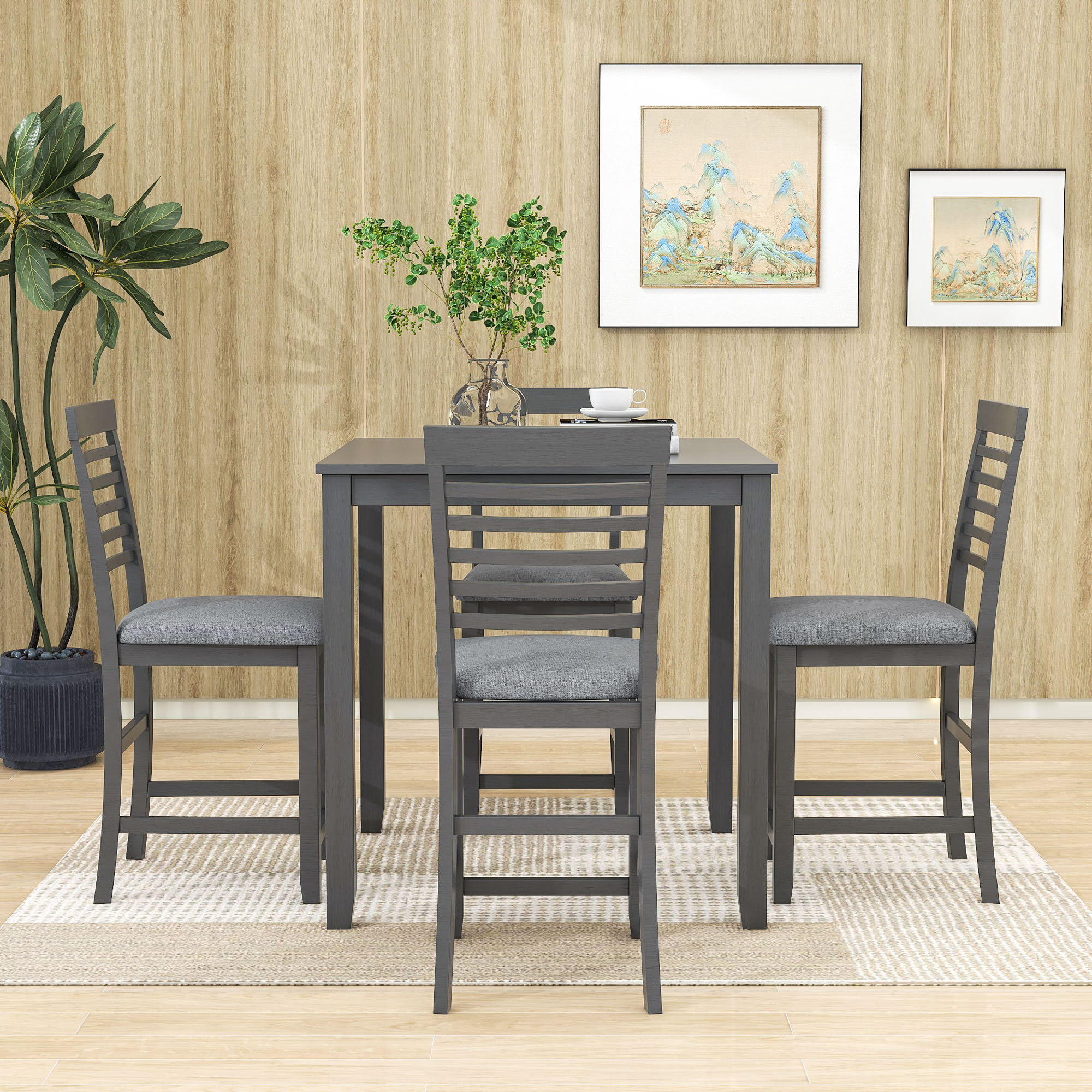 Lark Manor™ Ruven 5 - Piece Dining Set, Counter Height Wood Table and 4 ...
