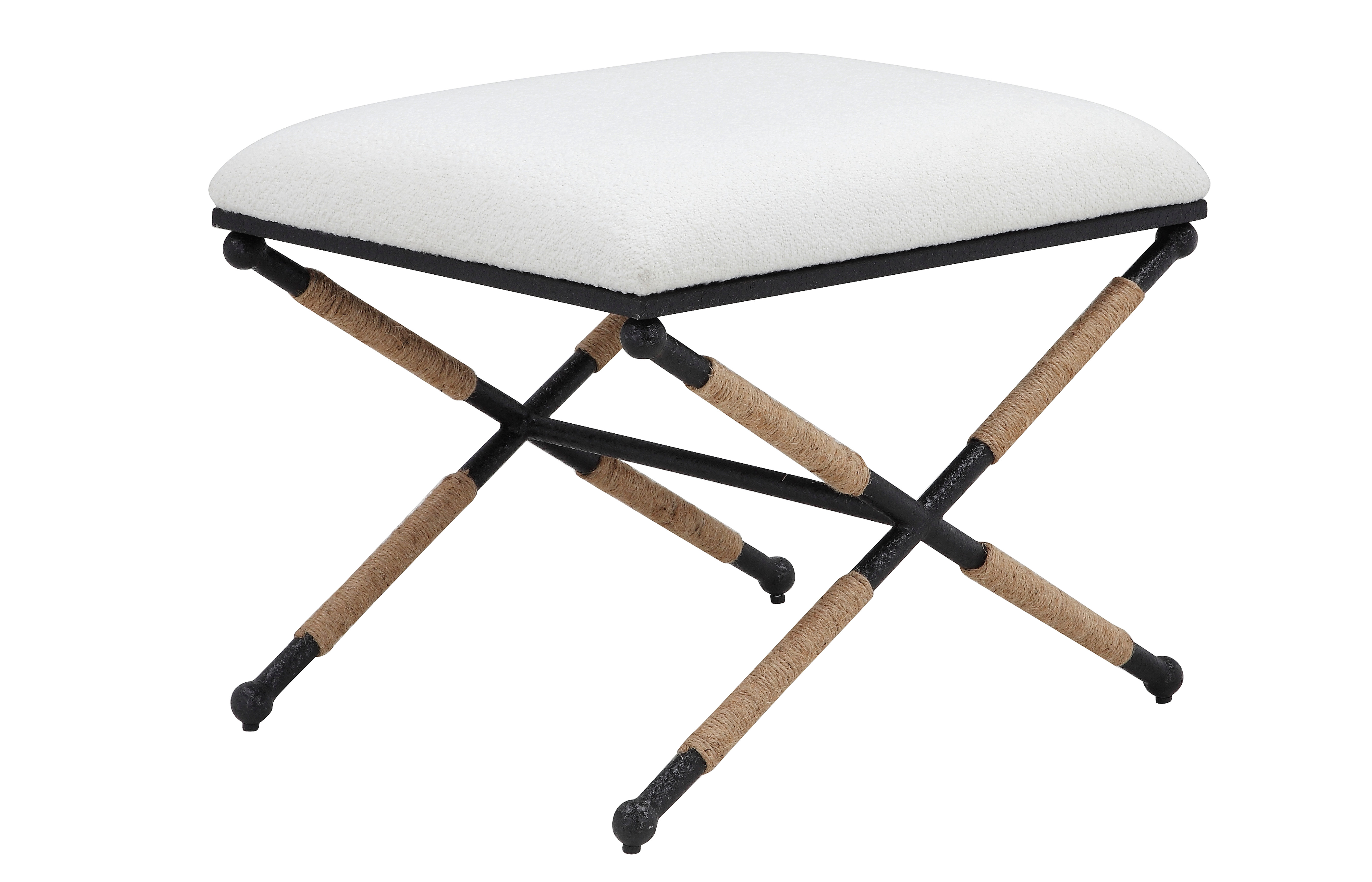 Bayou Breeze Jaipur Stool Boucle White | Wayfair