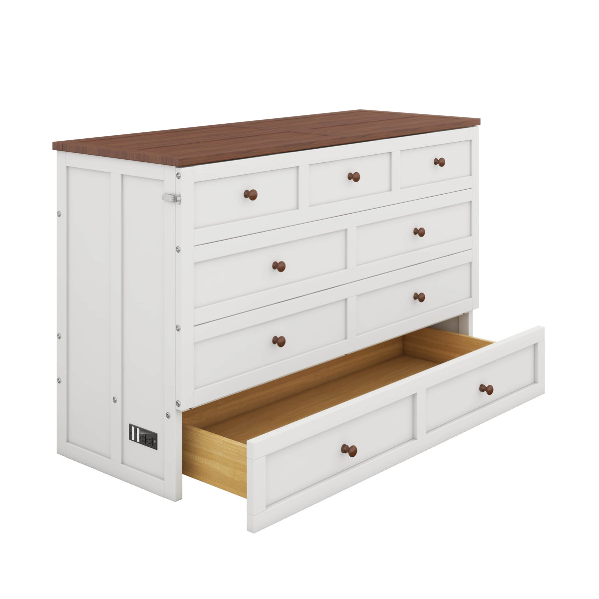 Red Barrel Studio Tillio Solid Pine Murphy Bed Cabinet With Charging ...