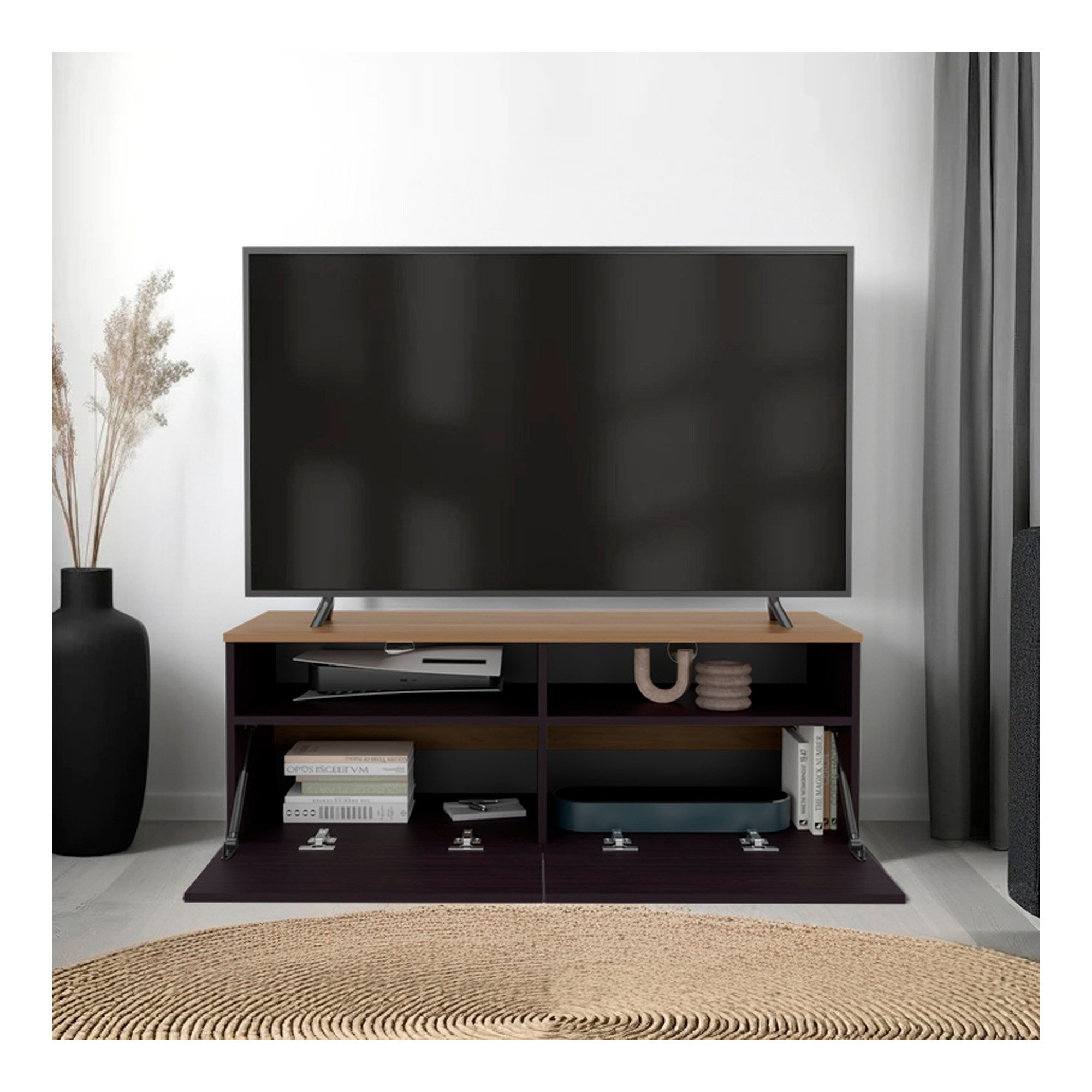 George Oliver Colman Modern TV Stand With Open Shelves And Compact ...