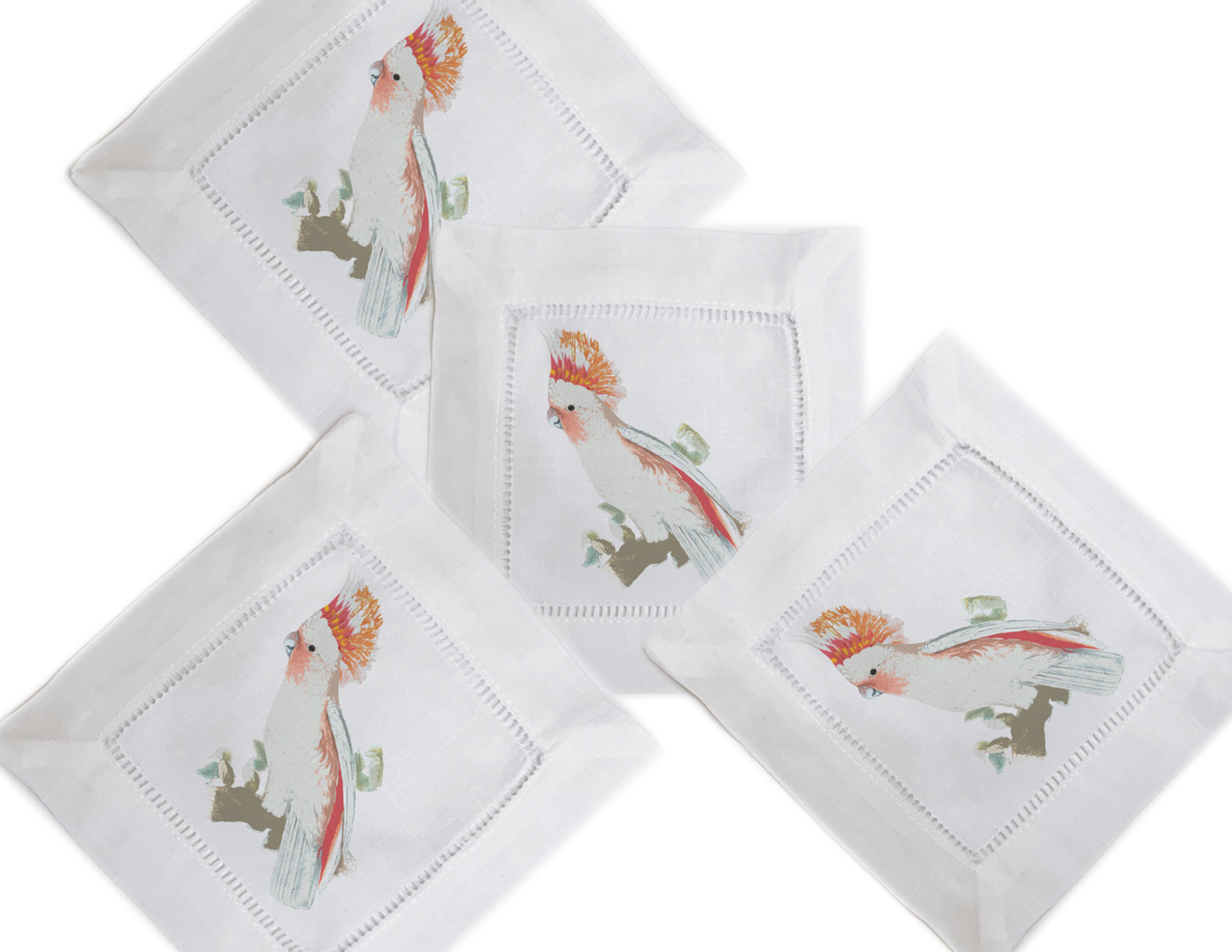 Nicolette Mayer Cockatoo Hemstitch Cocktail 6" Linen/Cotton Napkin ...
