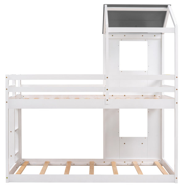 Latitude Run® Pinewood Twin Over Bunk Bed - A Good Night's Sleep (White ...