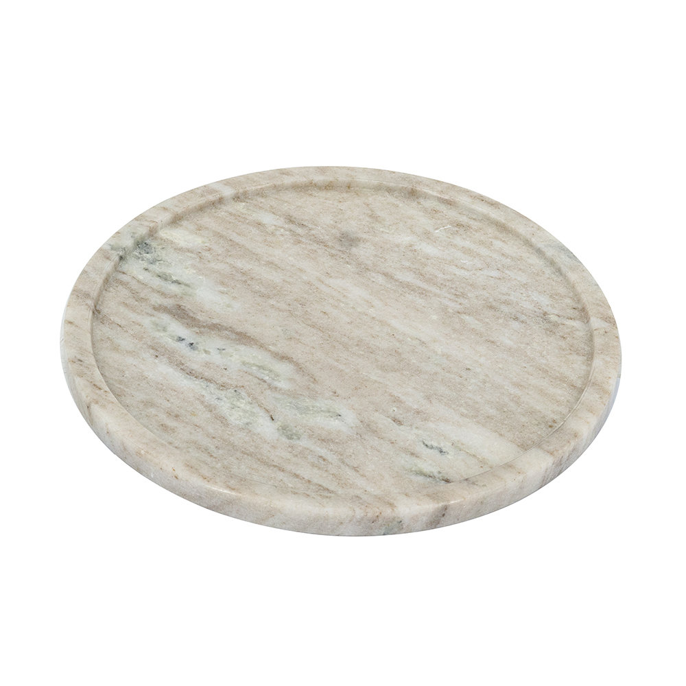 Red Barrel Studio® D10" Round Marble Tray With Natural Gray Finish ...