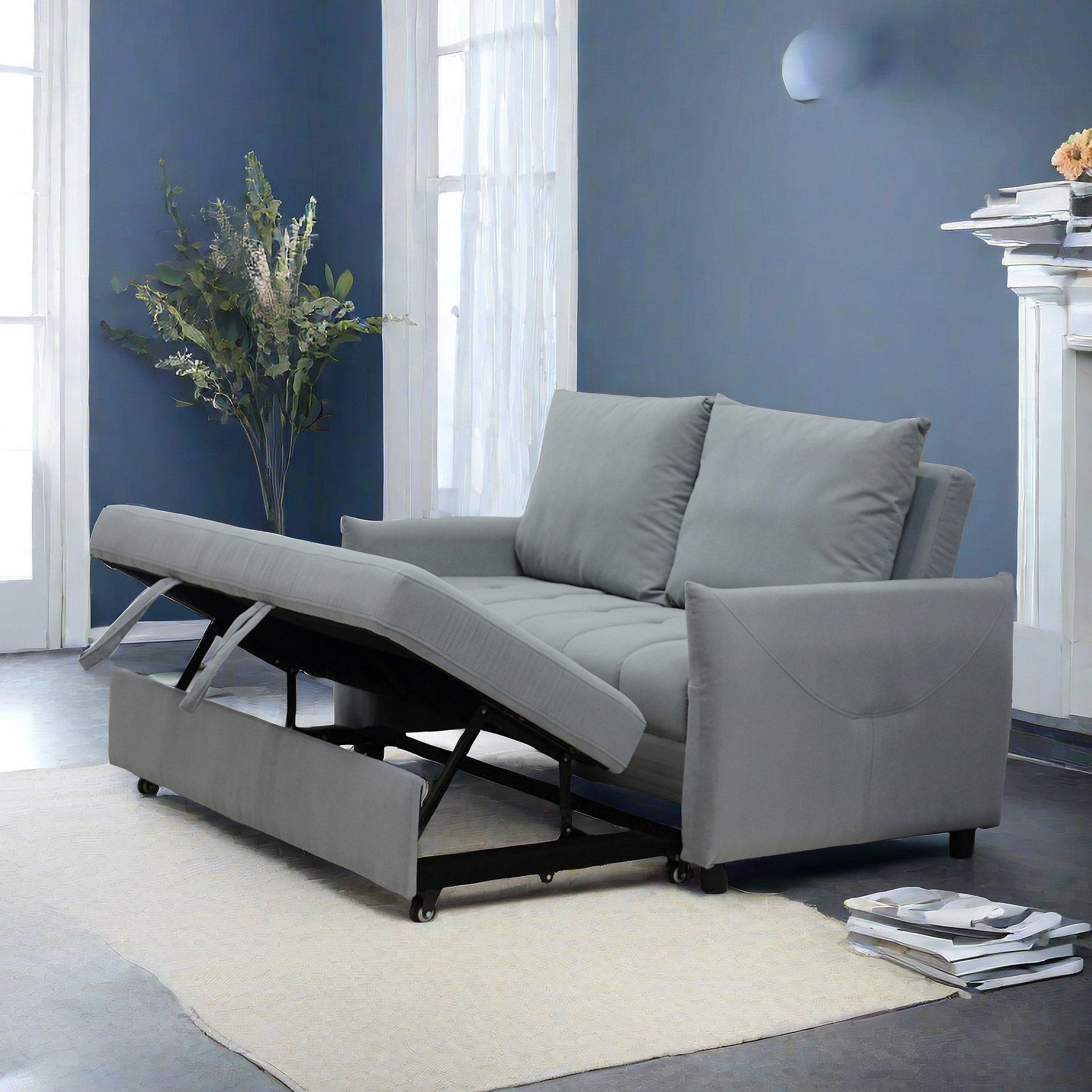 Latitude Run® Modern 3 In 1 Sleeper Sofa Couch Bed Pull Out Sofa Bed ...