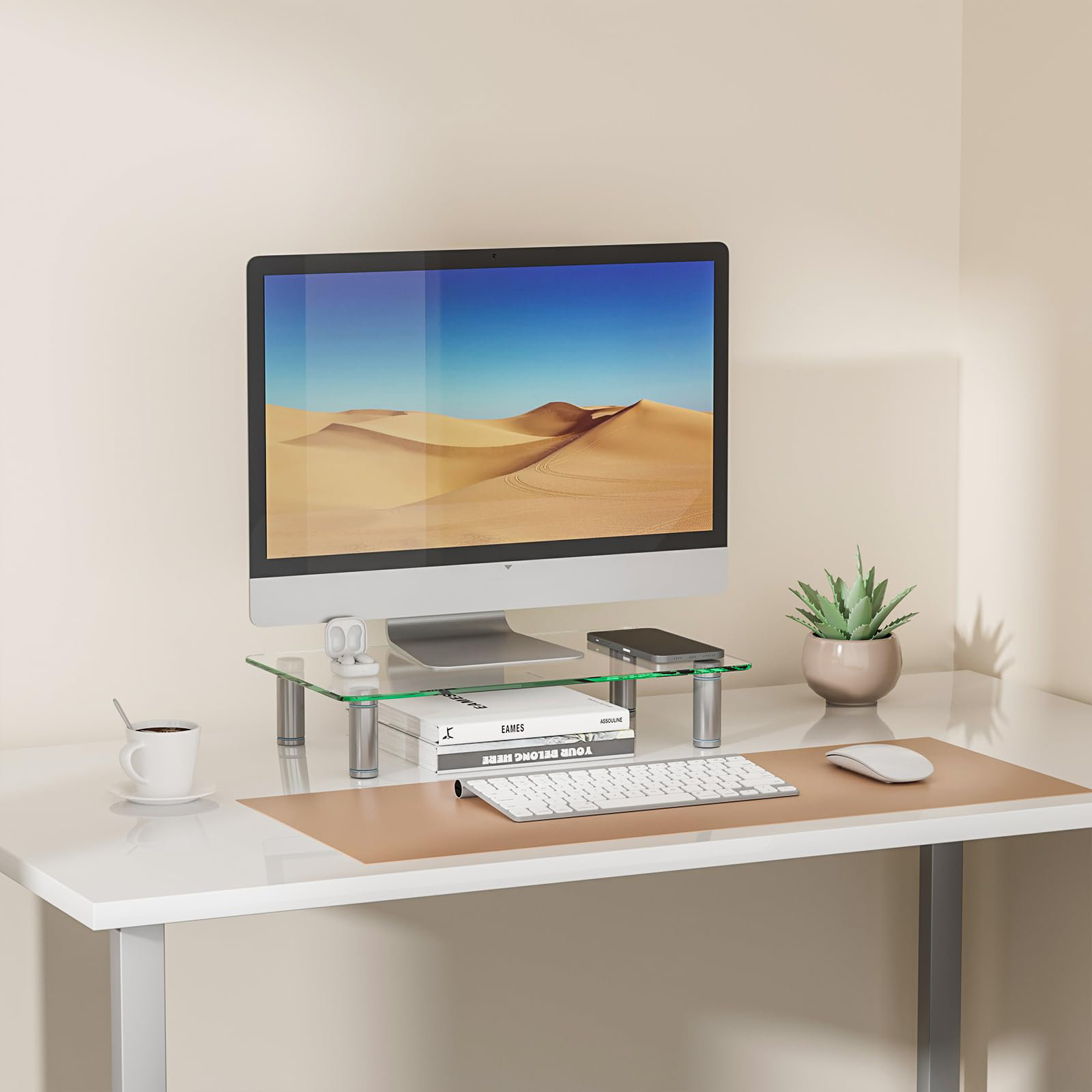 Inbox Zero Glass Monitor Stand Riser For Desk,Height Adjustable ...