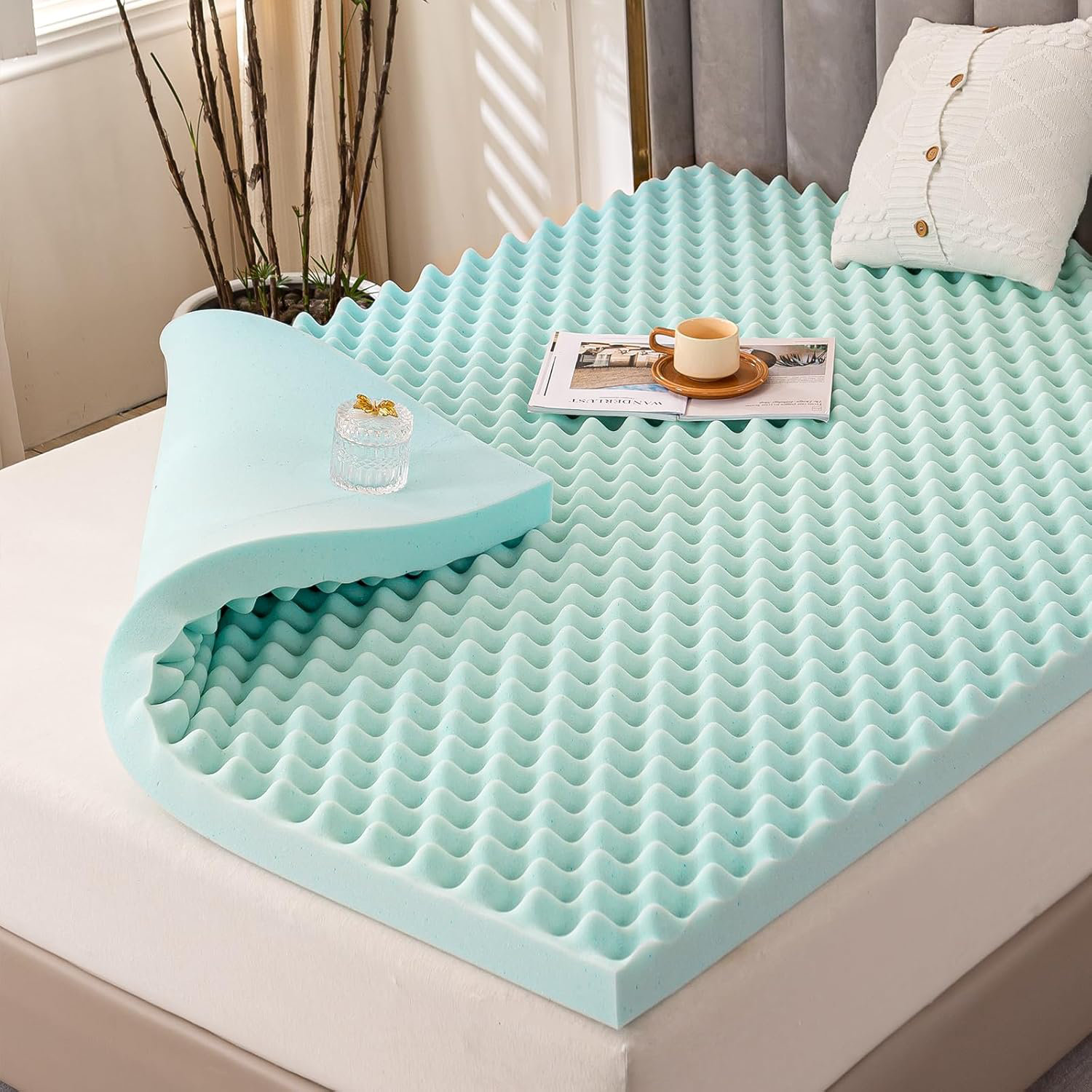 Alwyn Home Mattress Topper Egg Crate Memory Foam Mattress Topper, Gel ...