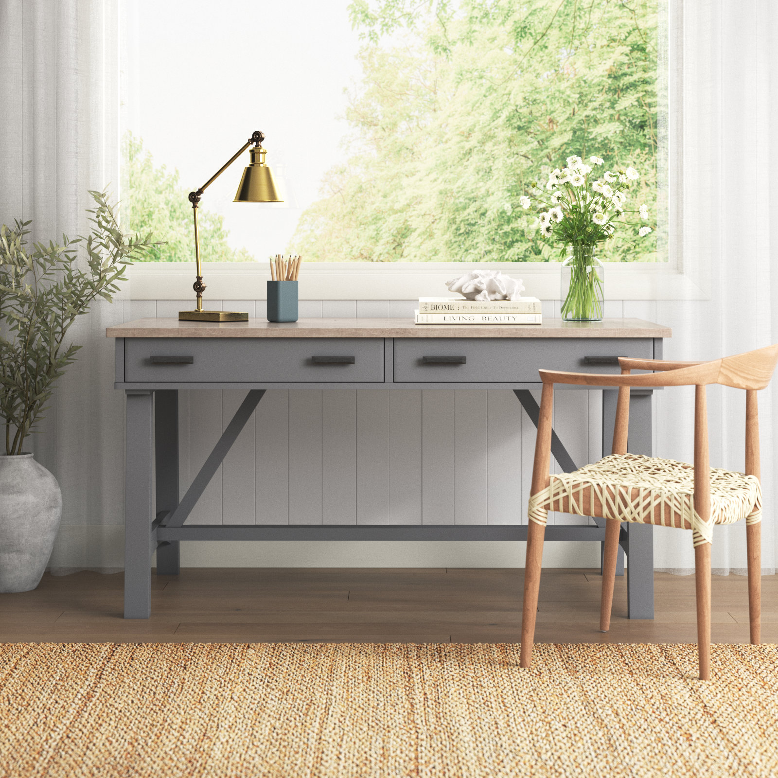 Beachcrest Home™ Bankston Desk with Built in Outlets & Reviews | Wayfair