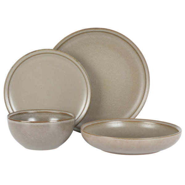 Gibson Elite Beckett Stoneware Matte Reactive Glaze 16 Piece Plates and ...