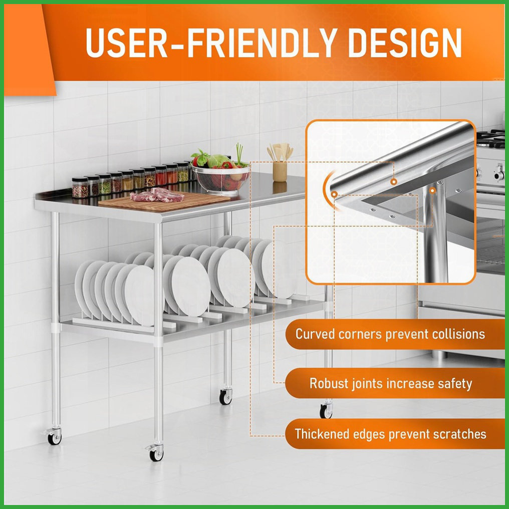 17 Stories 30x48 Inch NSF Certified Stainless Steel Coffee Table, Heavy ...