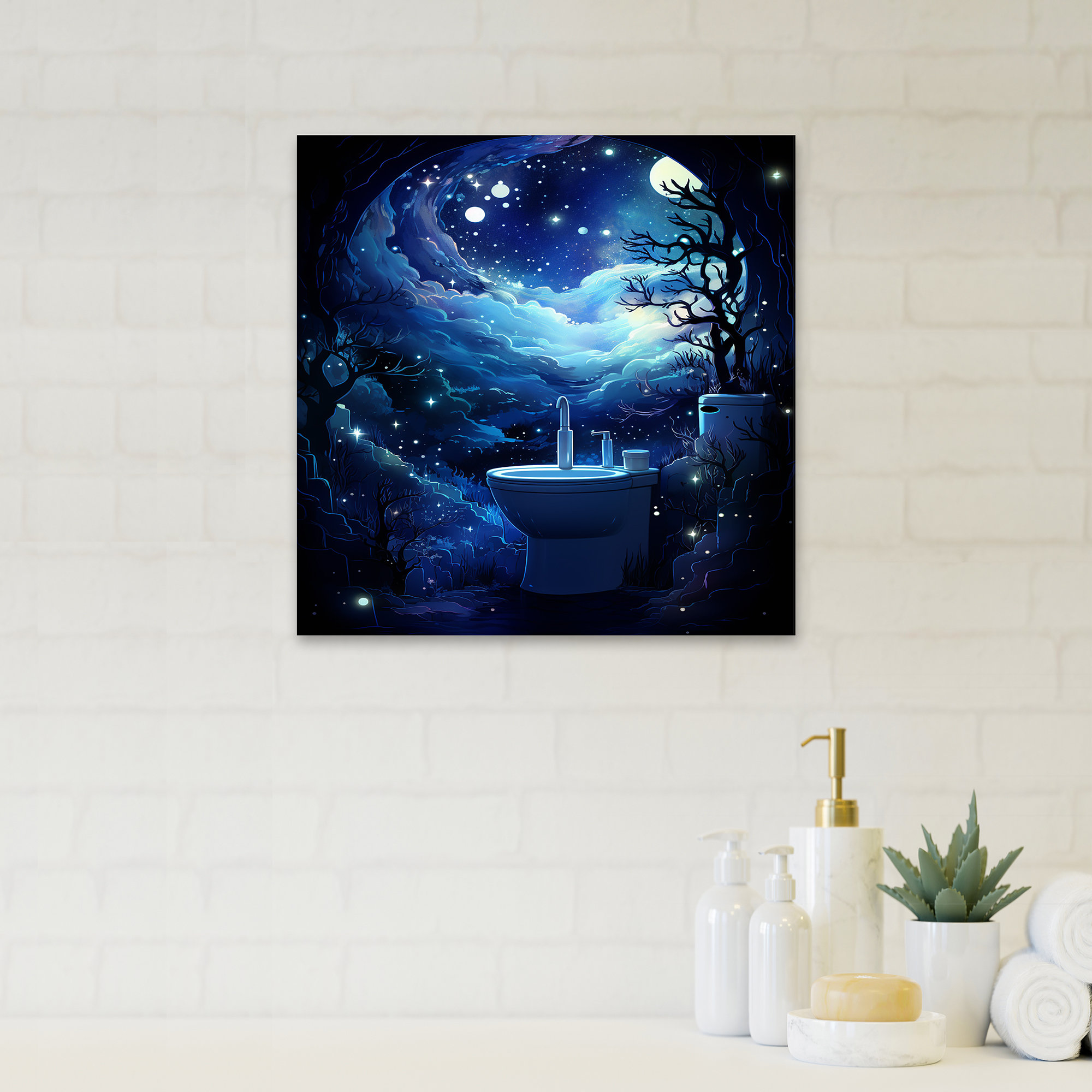 Bungalow Rose Starry Night Bathroom Reflections I - Bathroom Wall Art ...