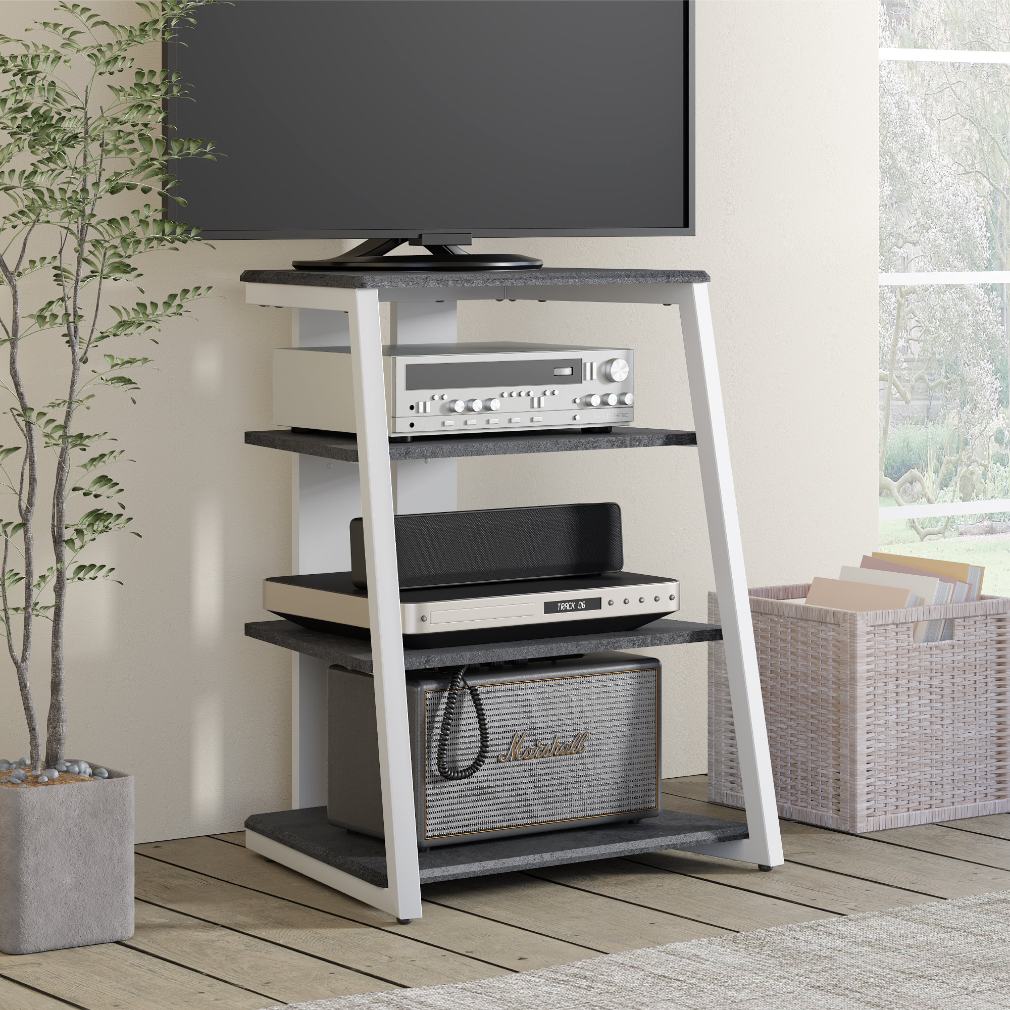 Trent Austin Design® 4-Tier Media Stand Audio Rack with Height ...